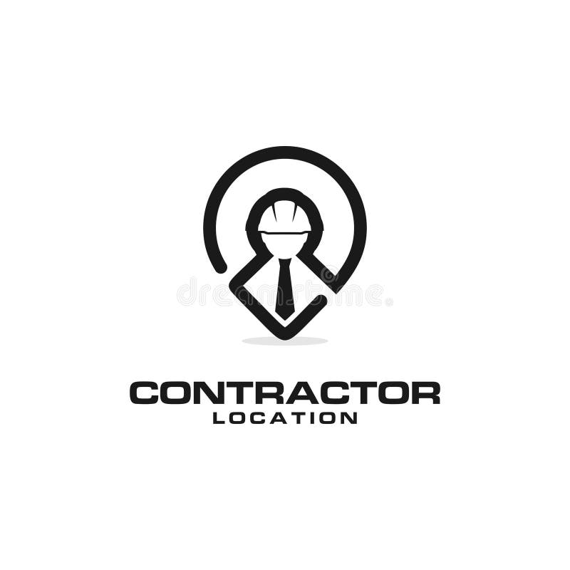 Contractor Logo, Combination of Construction Workers and Pin Location ...
