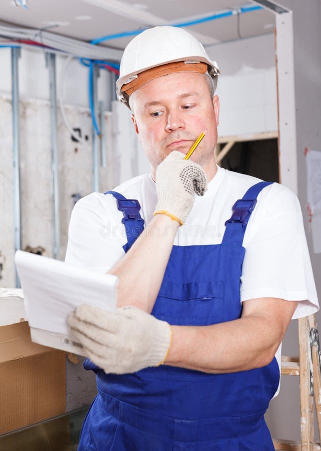 Contractor Planning Building Work Stock Photo - Image of handyman ...