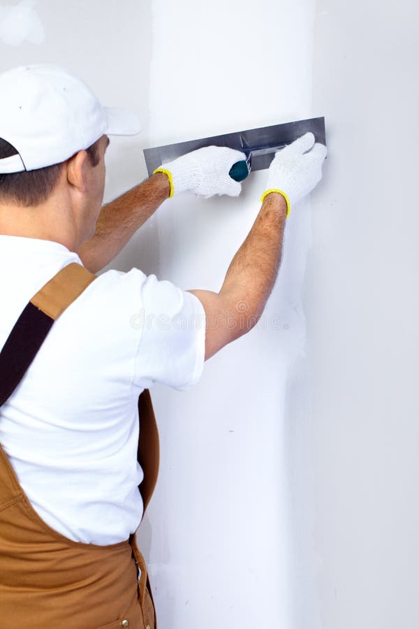 Contractor plasterer stock photo. Image of building, employee - 17344944