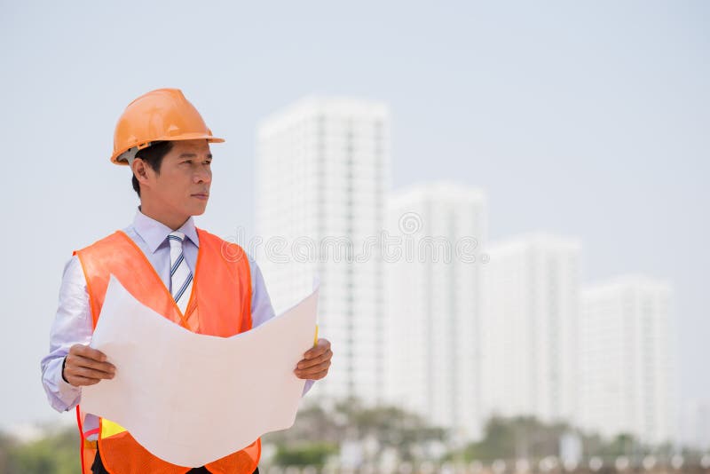 Contractor stock image. Image of supervisor, orange, contractor - 51955403