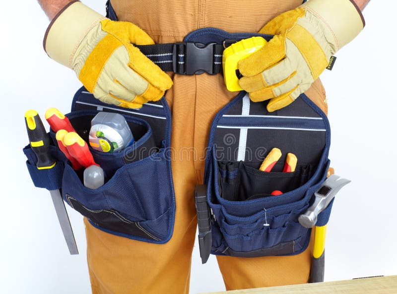 Handyman Contractor Worker Tool Belt Isolated Stock Photo - Image of ...