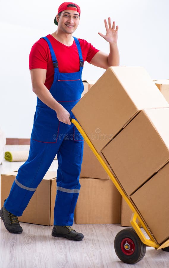 Contractor Worker Moving Boxes during Office Move Stock Photo - Image ...