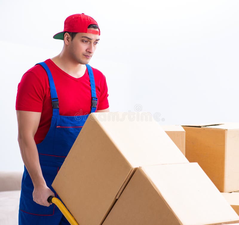 Contractor Worker Moving Boxes during Office Move Stock Image - Image ...