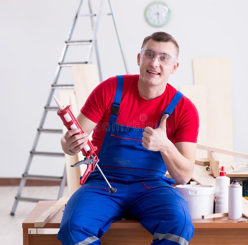 Contractor Working in the Workshop Stock Photo - Image of fixing ...