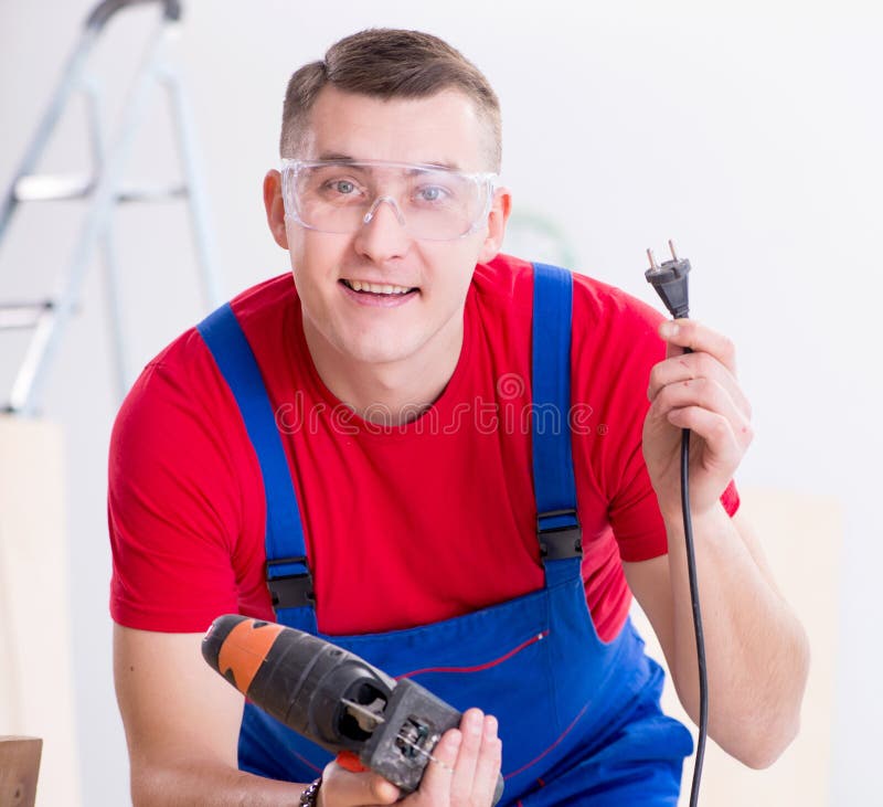 Contractor Working in the Workshop Stock Photo - Image of house, plank ...