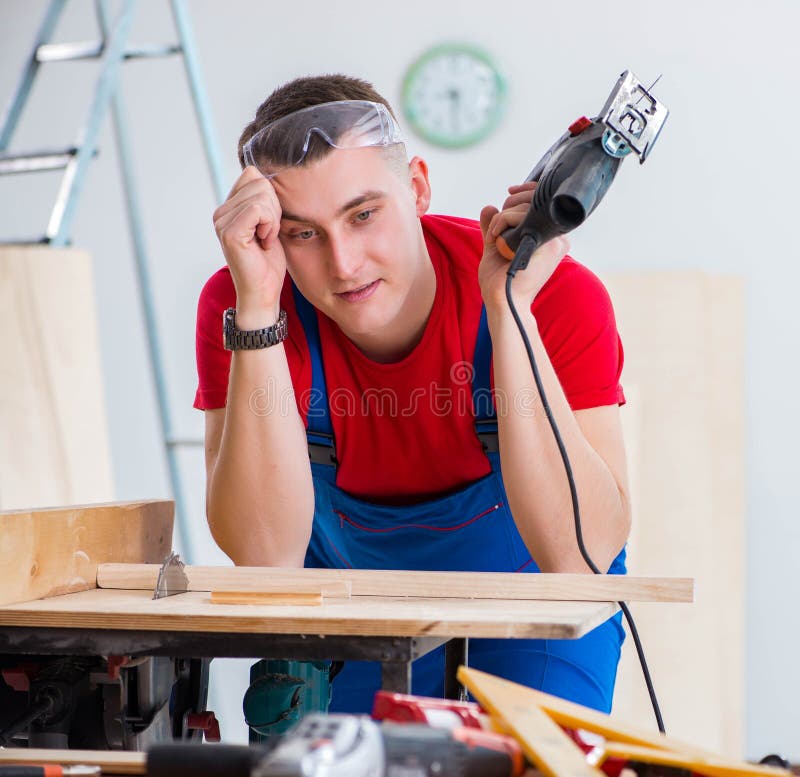 Contractor Working in the Workshop Stock Image - Image of board ...