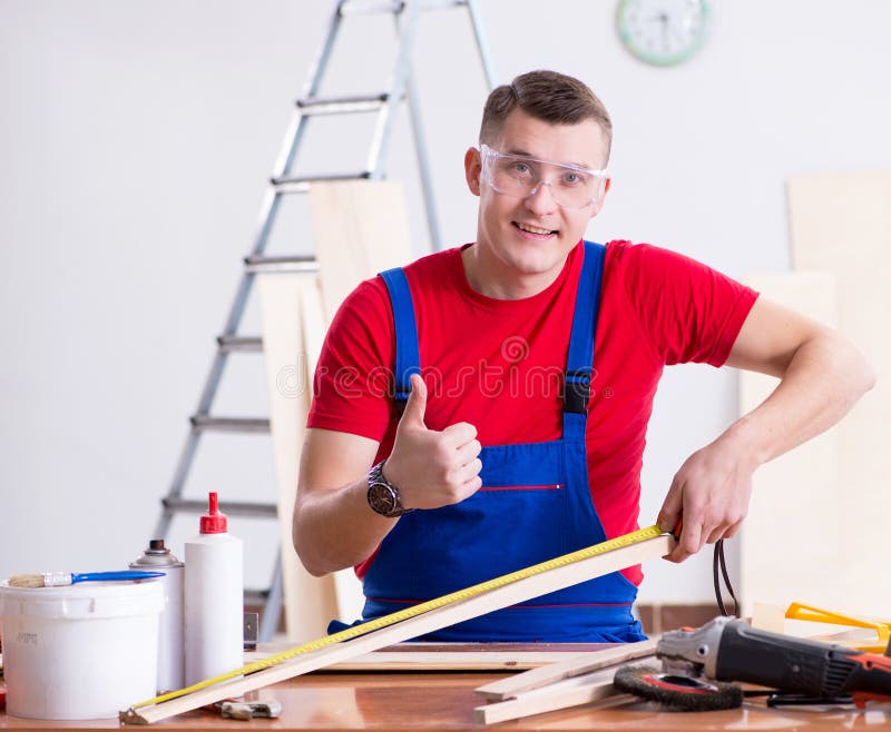 Contractor Working in the Workshop Stock Photo - Image of instrument ...