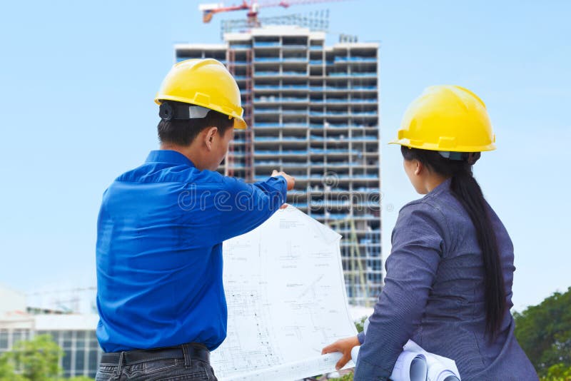 Male Contractor and Bulding Project Stock Image - Image of male, back ...