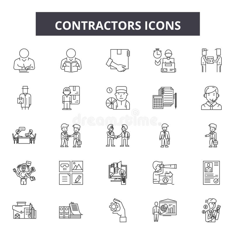 Contractors Line Icons, Signs, Vector Set, Outline Illustration Concept ...