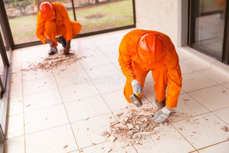 Ceramic Tile Floor Demolition 8 Stock Photo - Image of porcelain ...