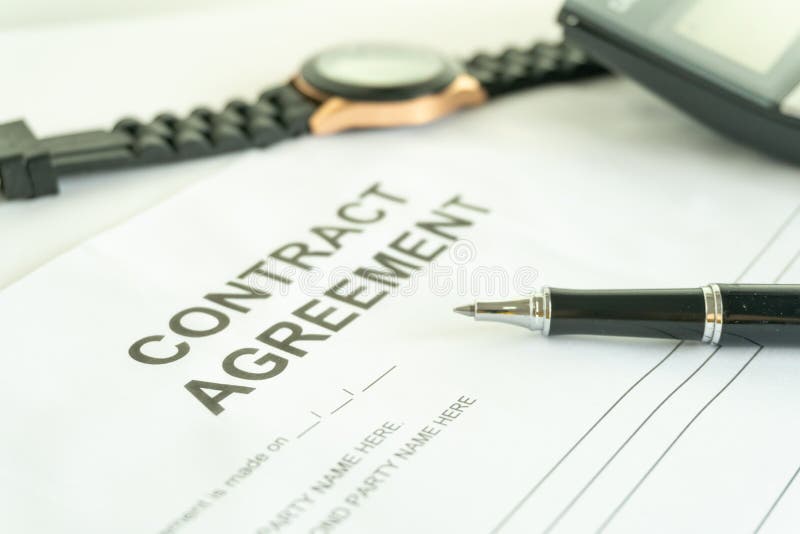 Contracts Agreement Sign on Document Paper with Black Pen. Stock Photo ...
