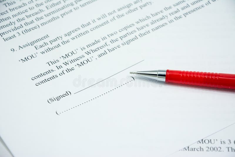 Contracts Agreement Sign on Document Paper Stock Photo - Image of ...