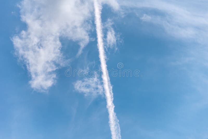 Contrail of a Rocket Launch in the Blue Sky in Ukraine Stock Photo ...