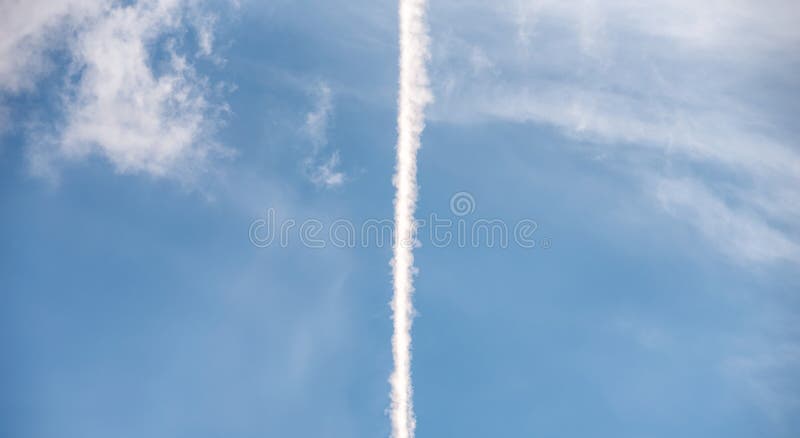 Contrail of a Rocket Launch in the Blue Sky in Ukraine Stock Photo ...