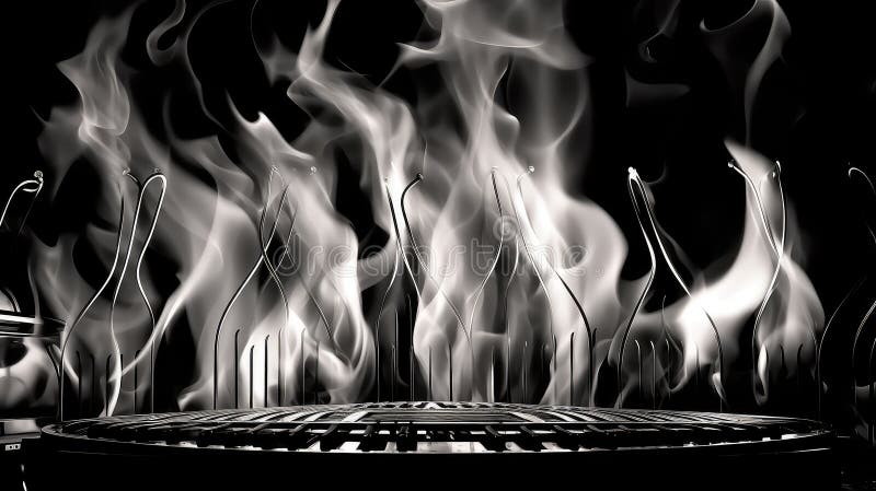 Contrast Black and White Flames Stock Illustration - Illustration of ...