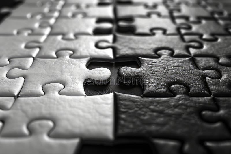 Contrast of Black and White Puzzle Pieces Creating a Minimalist Design ...