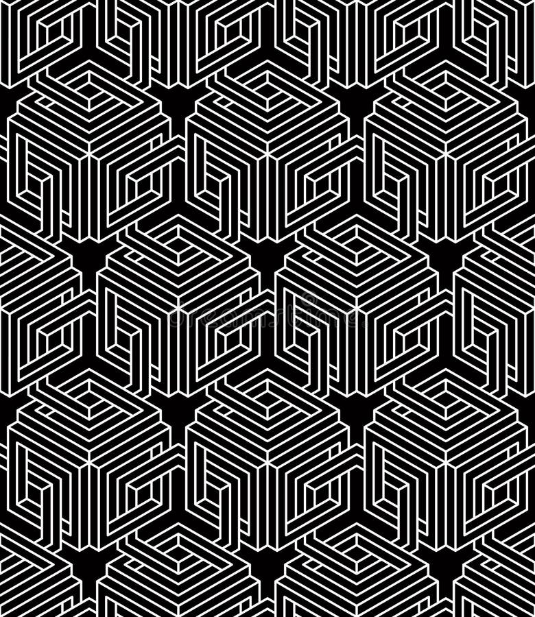 Contrast Black and White Symmetric Seamless Pattern with Interweave ...