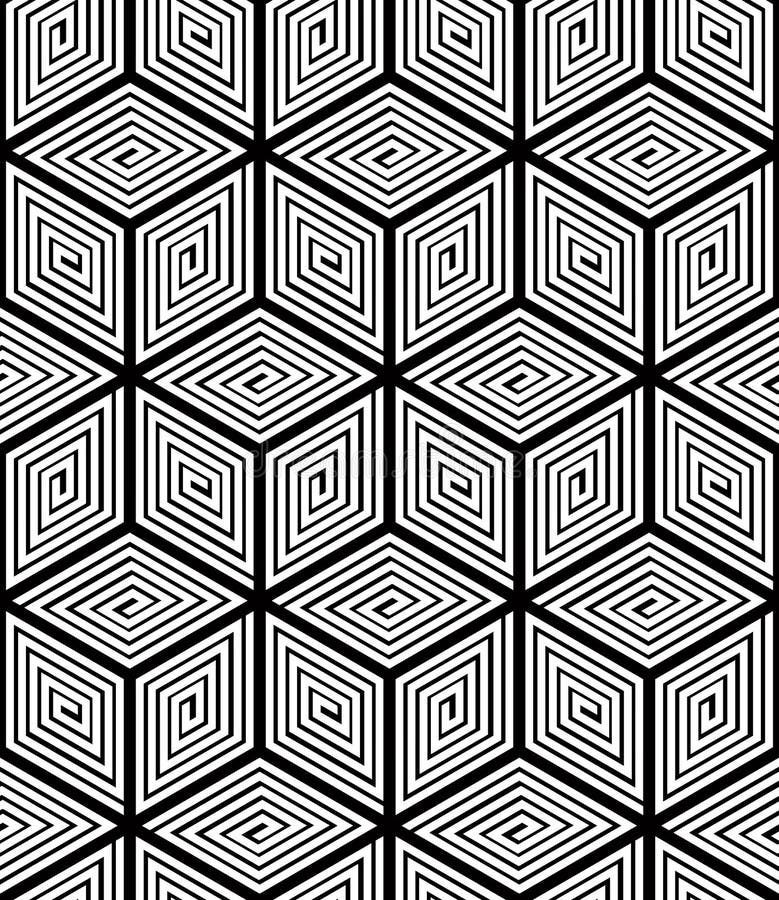 Contrast Black and White Symmetric Seamless Pattern with Interweave ...