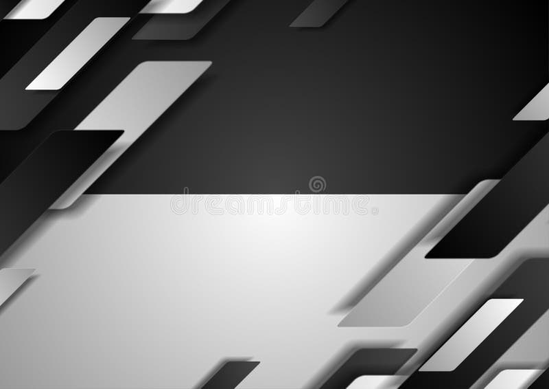 Contrast Black White Tech Geometric Vector Background Stock Vector ...