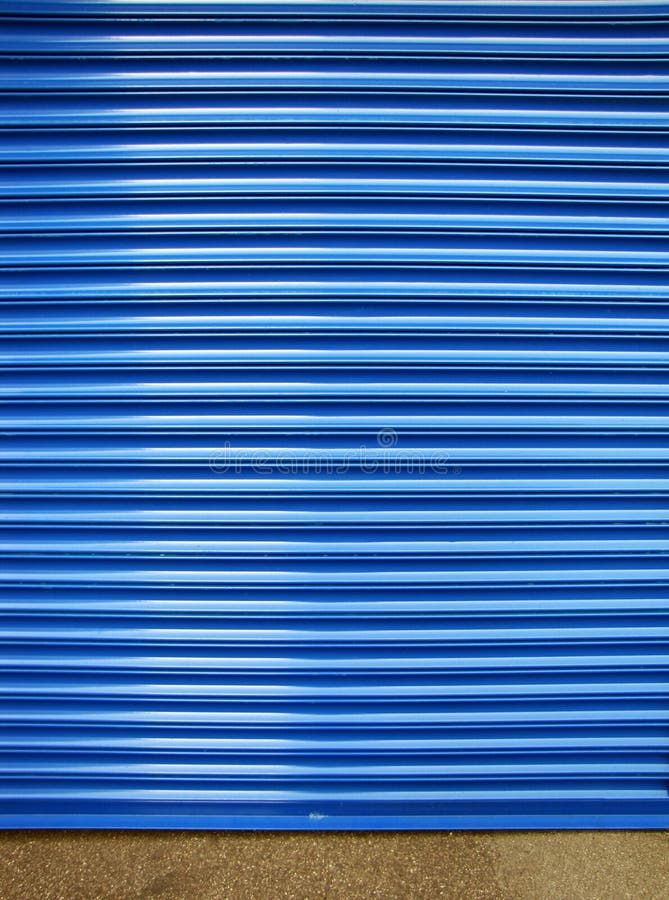 Contrast Blue Closed Shutter Door Stock Image - Image of decoration ...