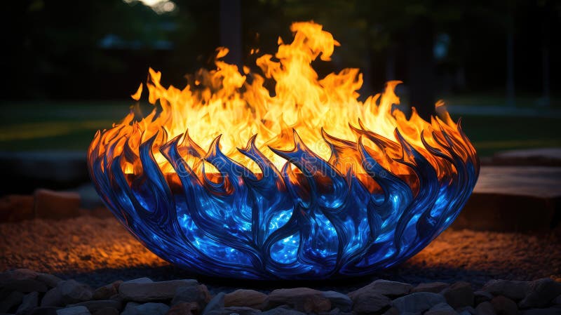 Contrast Blue and Orange Fire Stock Illustration - Illustration of ...