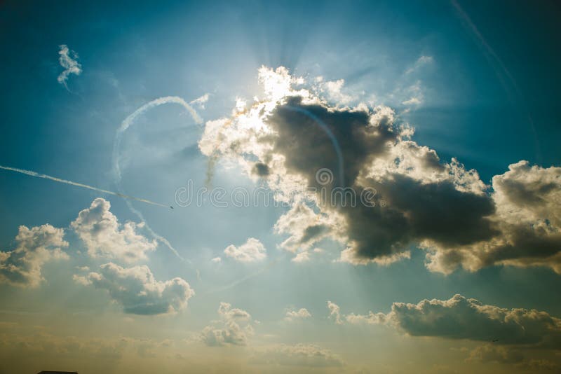 Contrast blue sky with sun stock image. Image of layer - 157525045