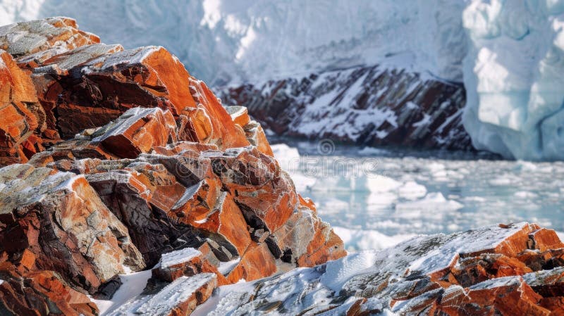 The Contrast of Bright Red Rocks Against a Backdrop of Shimmering White ...