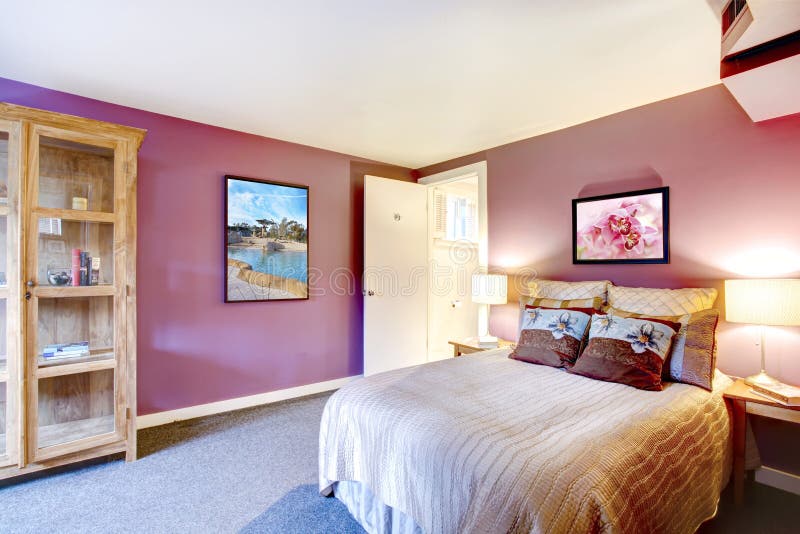 Contrast Color Beautiful Bedroom Stock Image - Image of contrast ...