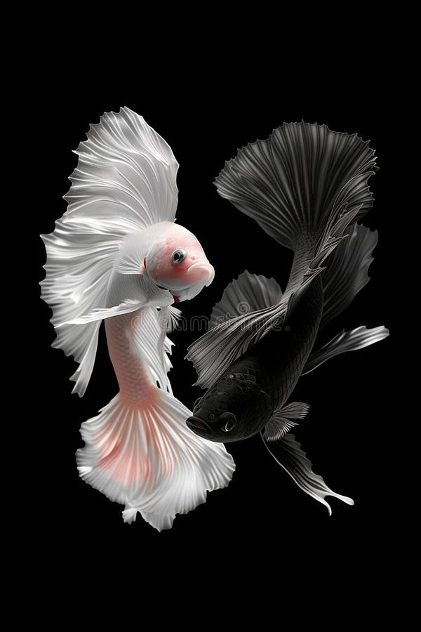 Contrast Colored Betta Duo in Harmony Stock Illustration - Illustration of contrast, graceful ...