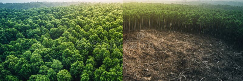 Contrast of Deforested Land and Thriving Forest Highlights Nature ...