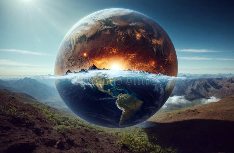 Contrast of Destruction and Nature: Earth S Duality Stock Illustration ...