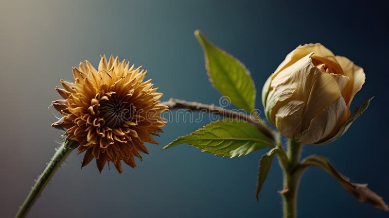 A Contrast between a Dried Flower and a Fresh Bud, Symbolizing the ...