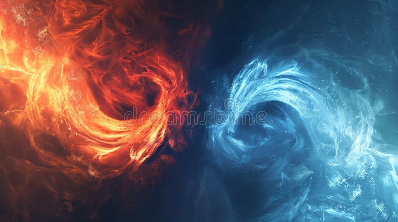 The Contrast between Fire and Ice Fiery and Icy Glowing Double Spiral ...