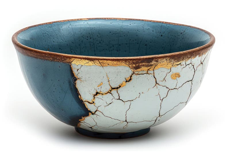 Contrast and Harmony: Kintsugi Restored Pottery. Stock Illustration ...