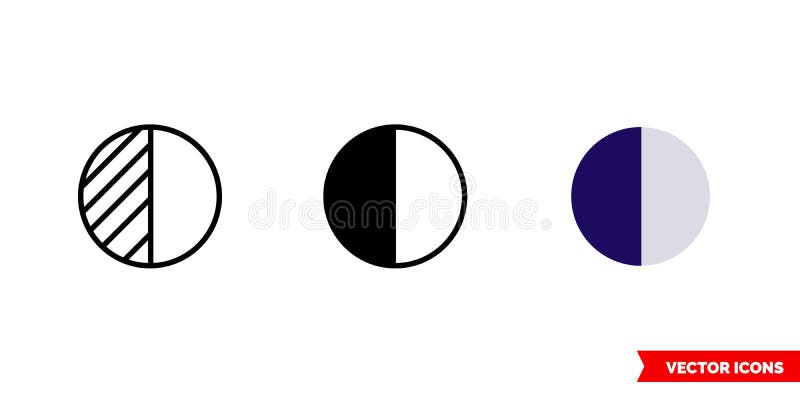 Contrast Icon of 3 Types Color, Black and White, Outline. Isolated ...