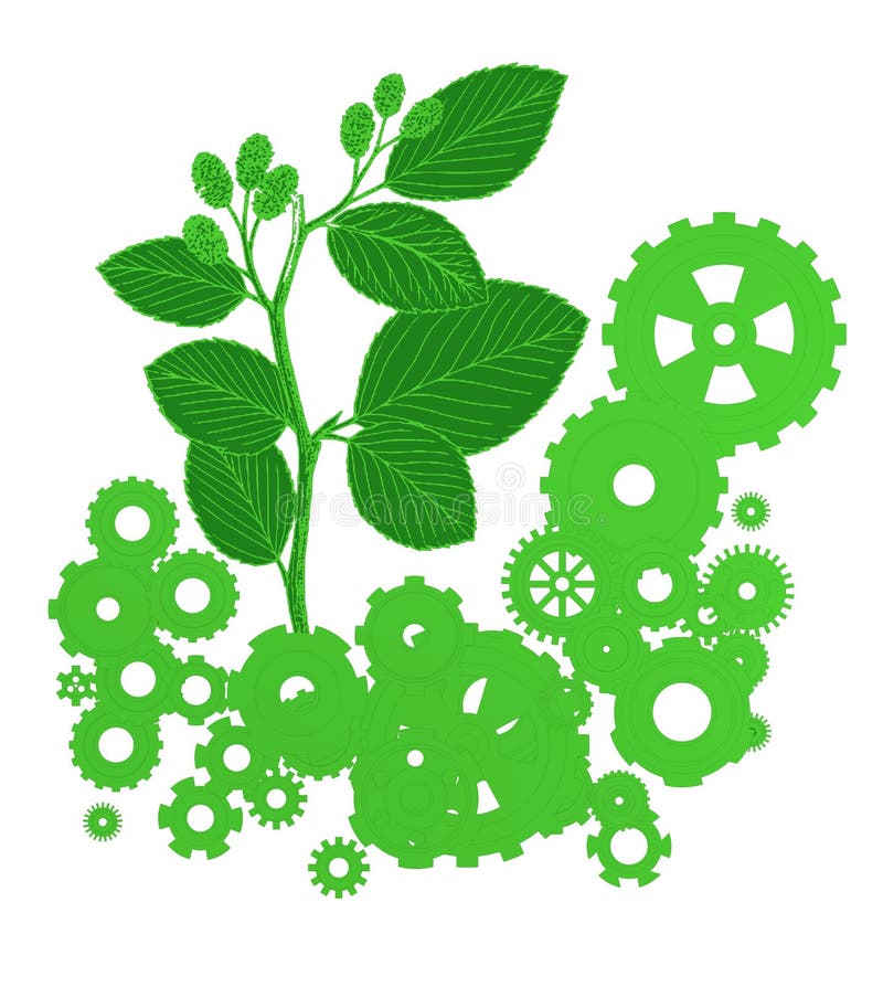 Nature in Mechanical and Green Environment Stock Illustration ...