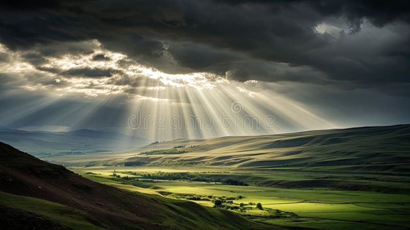 Contrast Light through Clouds Stock Illustration - Illustration of ...