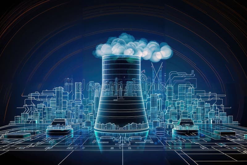 A Colorful Drawing of a Captivating Nuclear Power Plant with Intricate ...