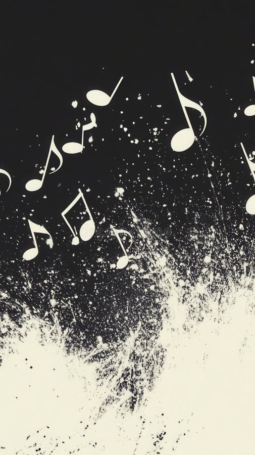 Contrast of Musical Notes Splattered on Dark Canvas Stock Illustration ...