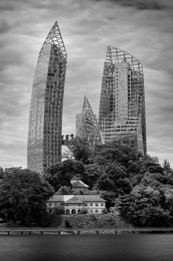 Contrast of New and Old Architecture in Singapore Stock Image - Image ...