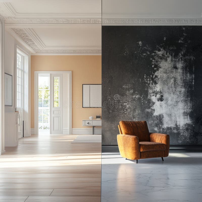 Contrast of Old and Modern Interior Design Showing Dark and Light ...