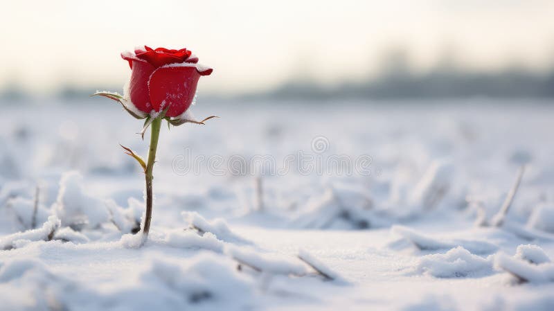 Contrast rose in snow stock illustration. Illustration of barren ...