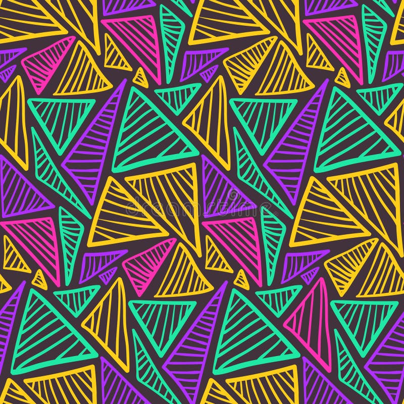 Contrast Seamless Pattern with Colorful Triangles Stock Illustration ...