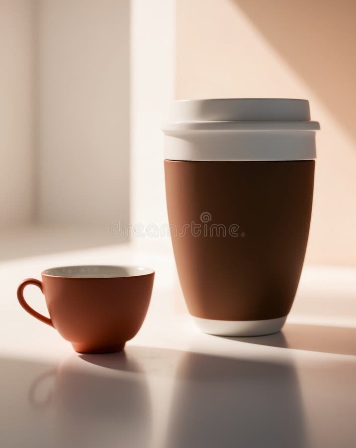 Contrast of Sizes in Coffee and Tea Cups. Stock Photo - Image of coffee ...