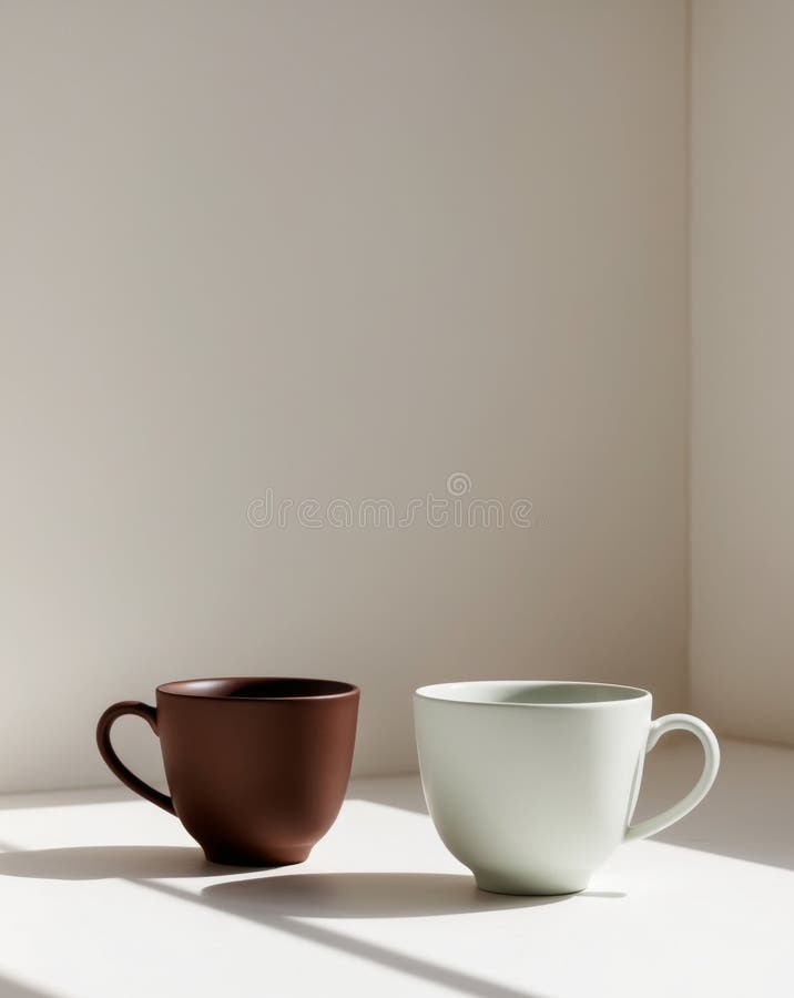 Contrast of Sizes in Coffee and Tea Cups. Stock Photo - Image of cups ...