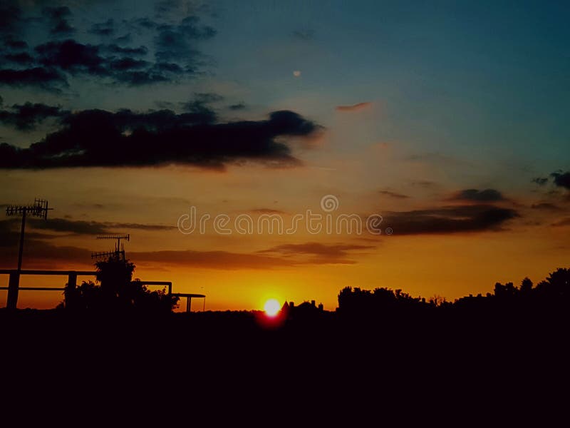 Contrast Sunset stock image. Image of warm, stars, blue - 146087091
