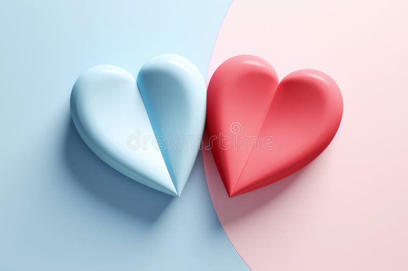Contrast of Two Hearts Blue and Red Symbolizing Different Characters ...