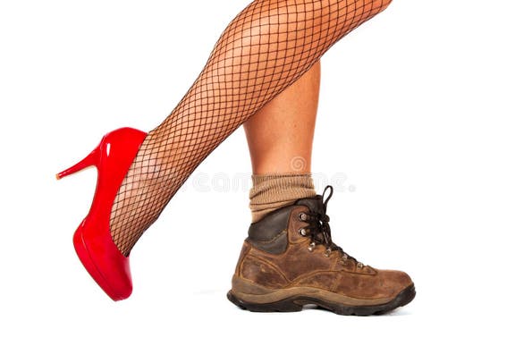 Contrast between two shoes stock photo. Image of choice - 23770474