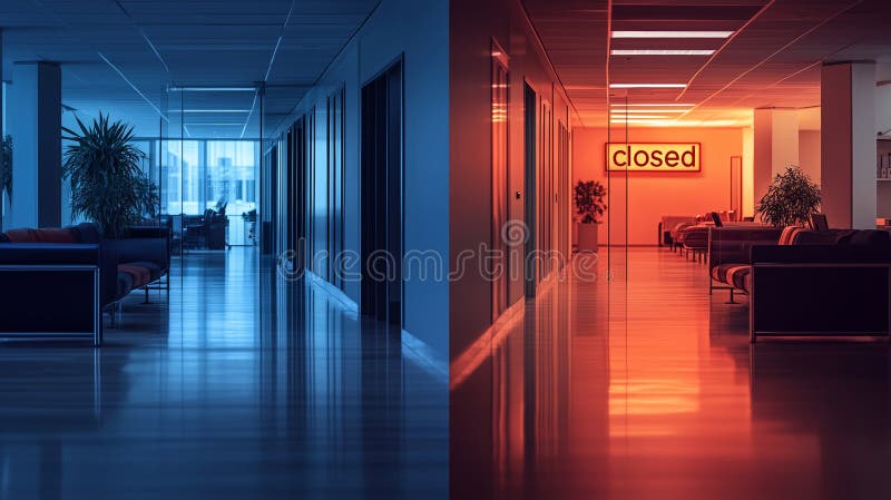 Contrast between Vibrant Workspace and Somber Closed Office Environment ...