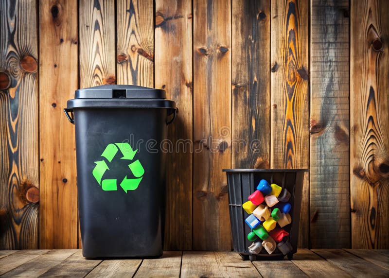 Contrast in Waste Disposal a Dirty Wooden Background Highlights the ...